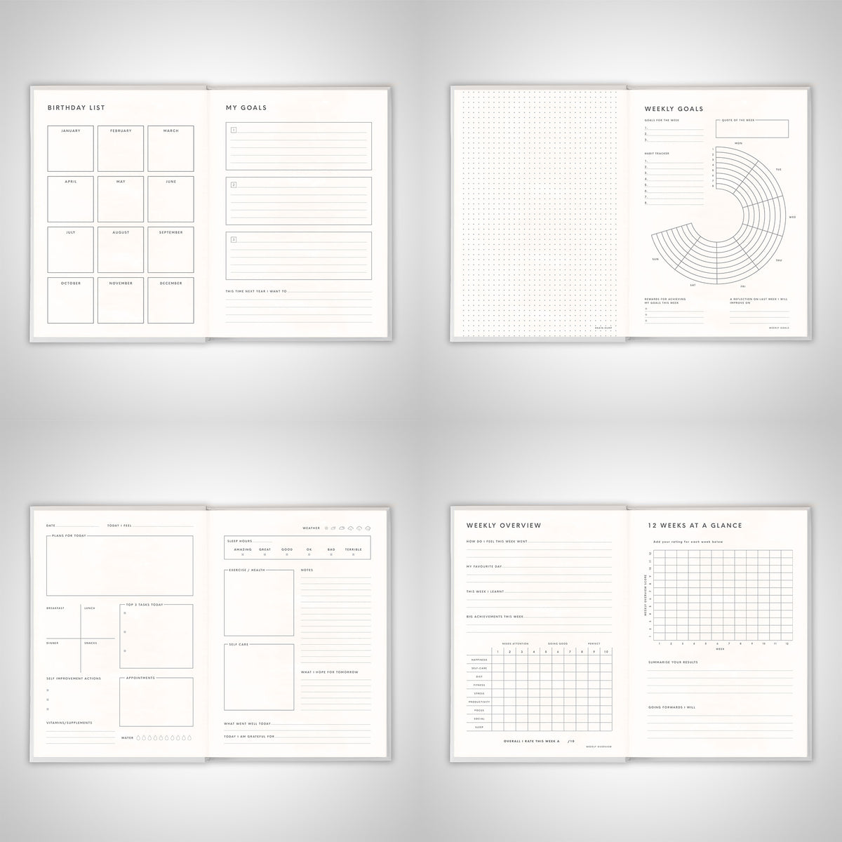 Grey Wellness Planner - A5 | Scribble & Dot